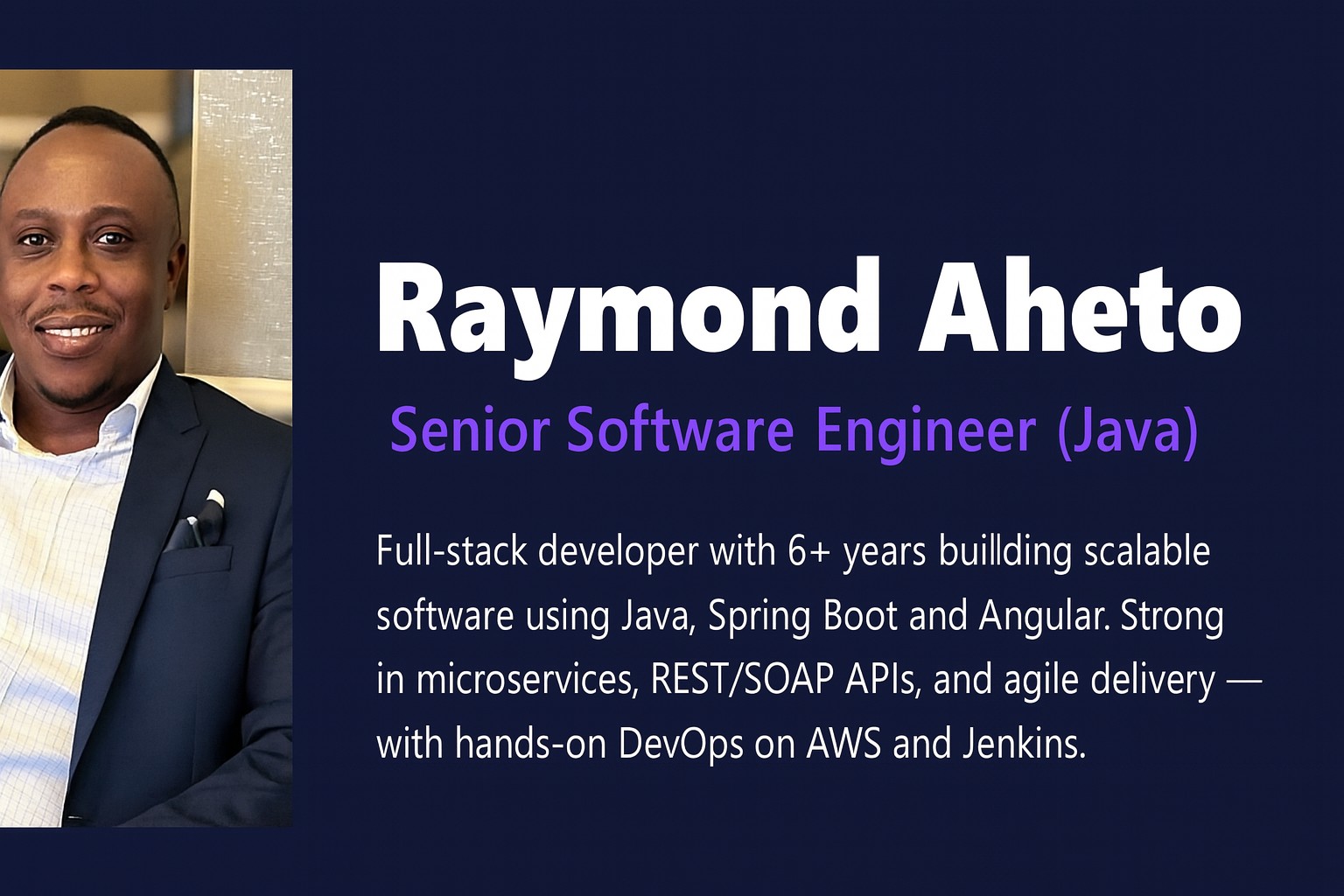 Raymond Aheto - Senior Software Engineer (Java) Portfolio